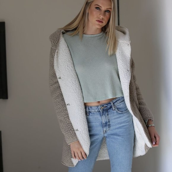 Angie | Jackets & Coats | Angie Teddy Bear Faux Sherpa Coat New | Poshmark